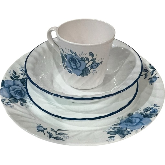Corelle | Dining | Vintage Corelle Blue Velvet Blue Rose | Poshmark
